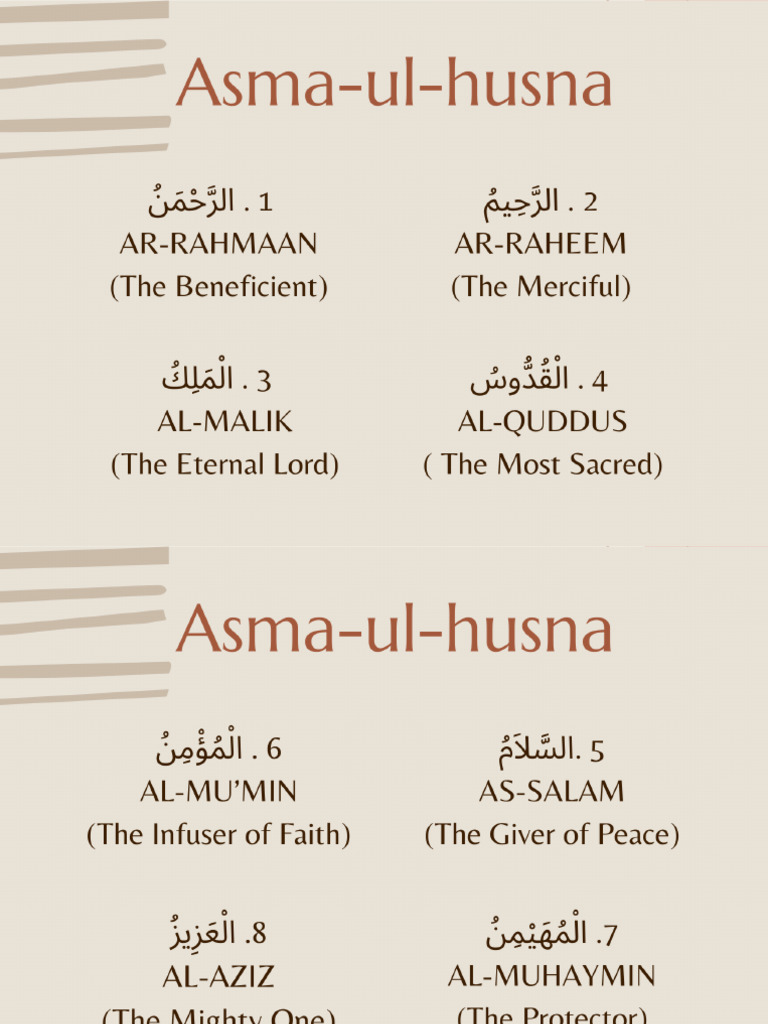 Asma-ul-Husna: Names of Allah Explained | PDF