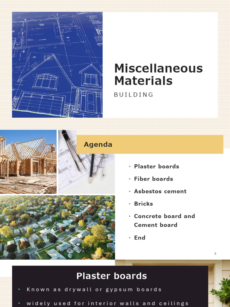 Building Materials Overview Guide | PDF | Drywall | Plaster