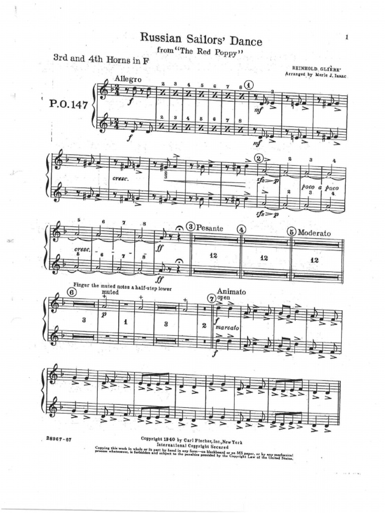 Russian Sailor Dance Corno Frances 3ro - 4to | PDF