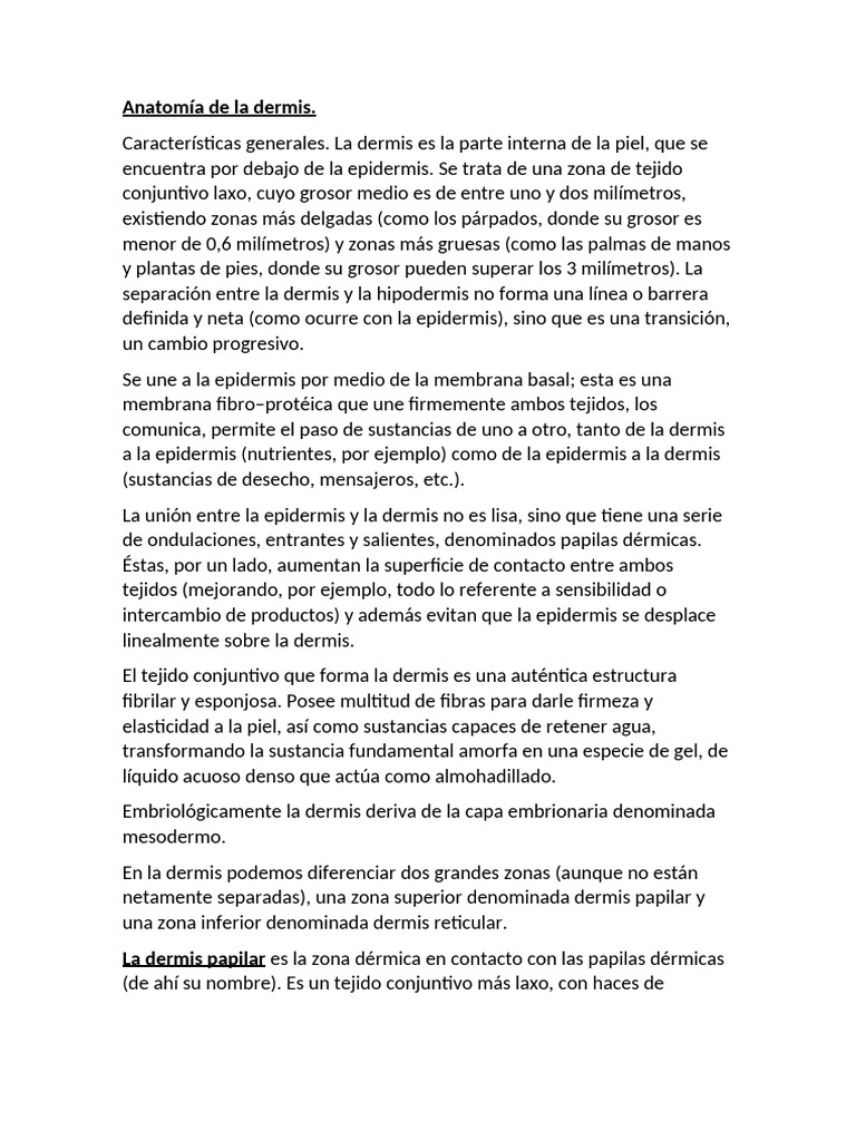Anatomíayfisiologia de La Dermis de La Dermis | PDF | Piel | Colágeno