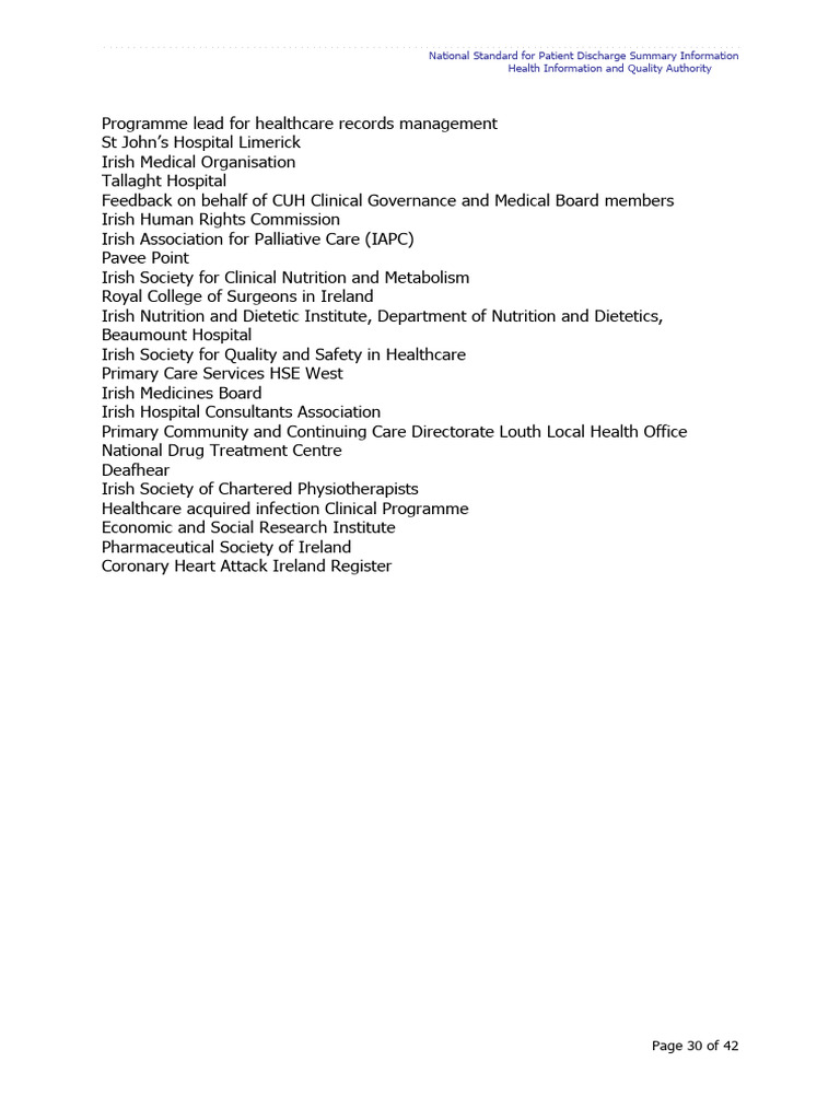 National Patient Discharge Summary Standards | PDF