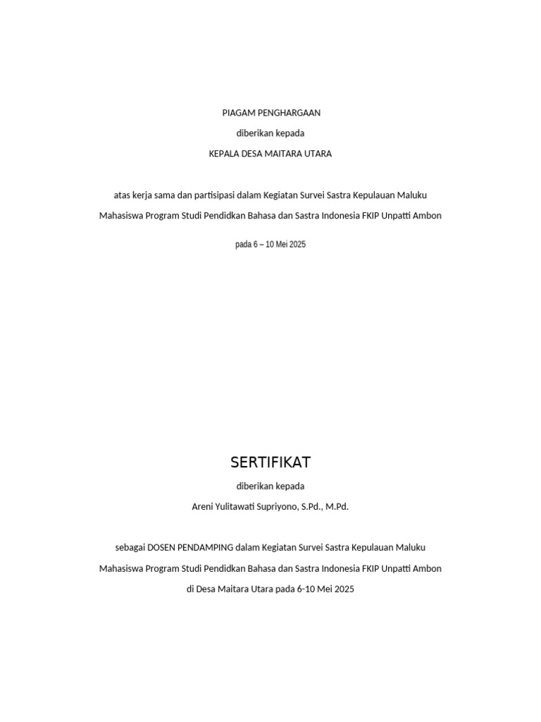 Draft Sertifikat Dan Spanduk | PDF