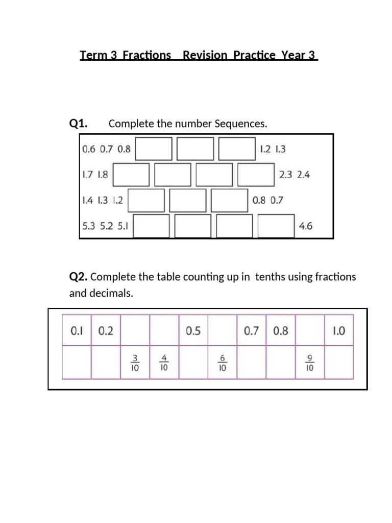 Practice Worksheet - Fractions Maths | PDF