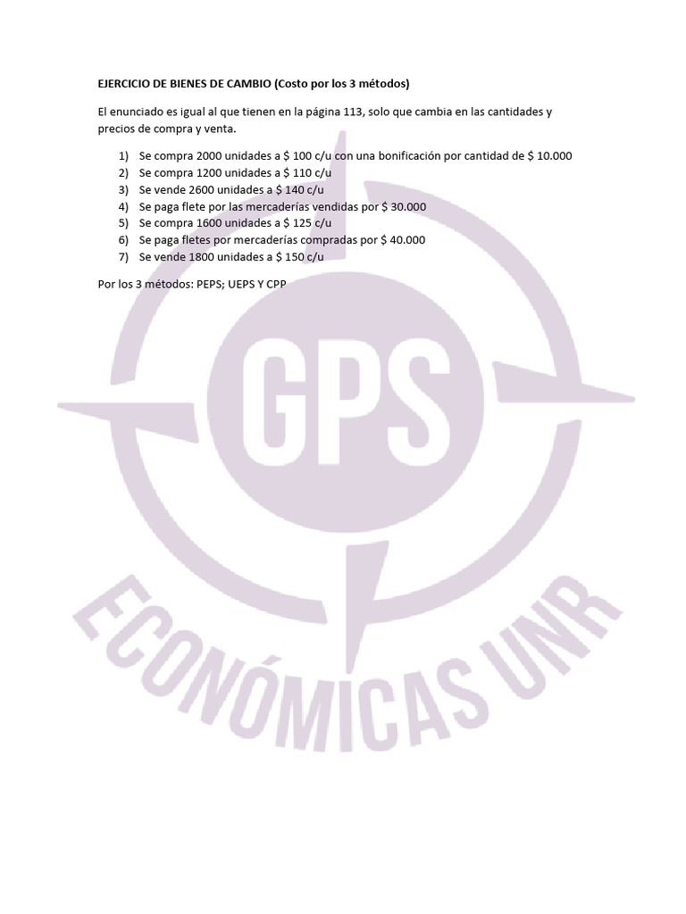 Ejercicio de Bienes de Cambio - GPS | PDF