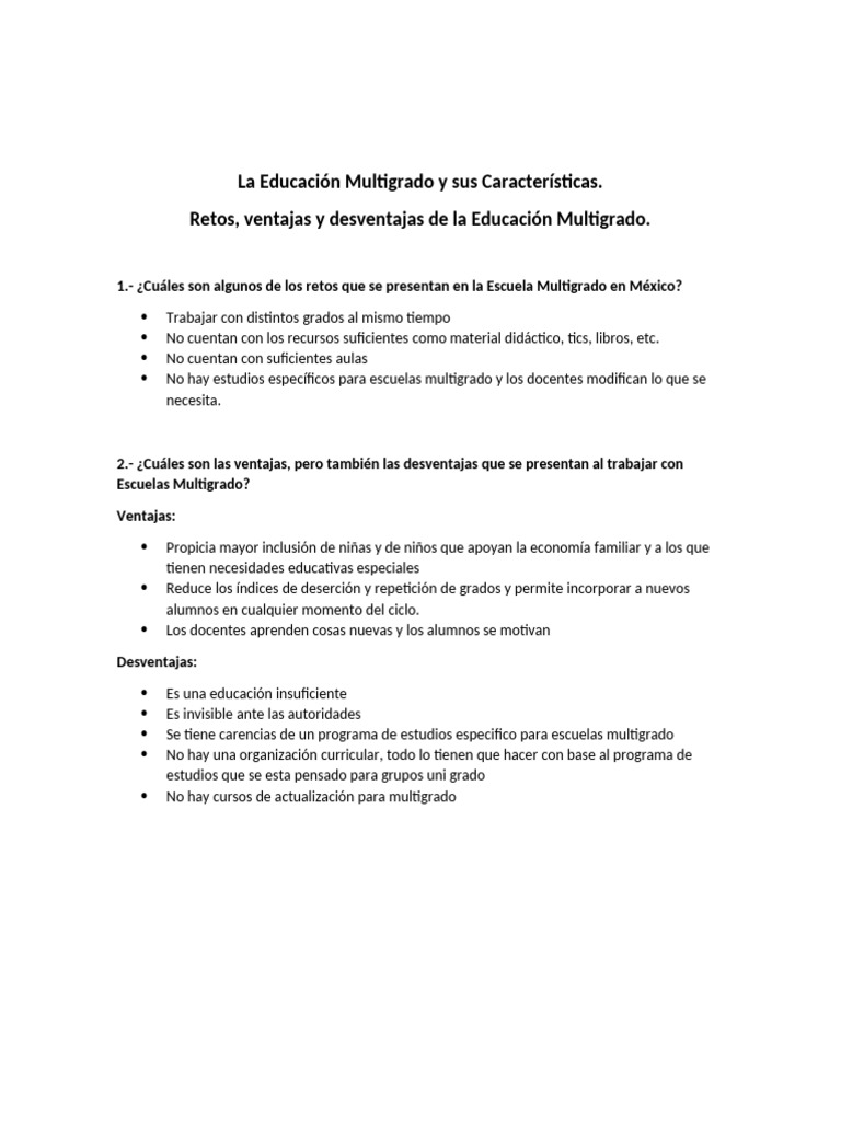 La Educacion Multigrado y Sus Caracteristicas | PDF