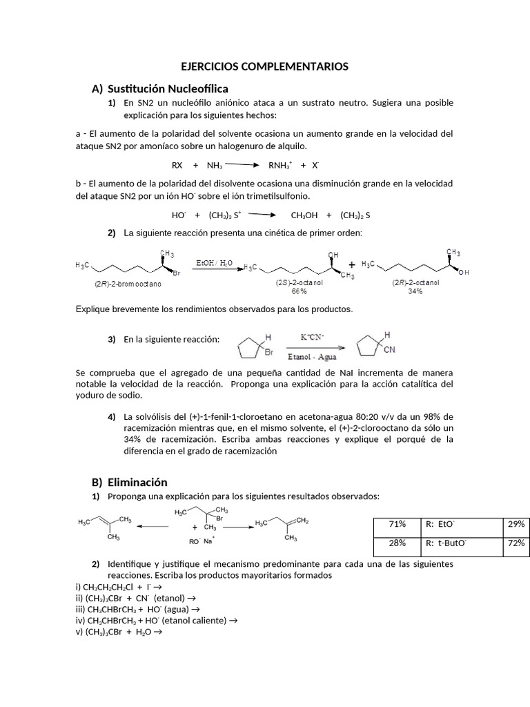 Ejericios Complementarios | PDF | Química Orgánica | Química