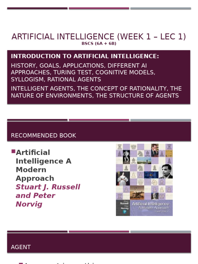 Artificial Intelligence (Week 1-l2) | PDF | Artificial Intelligence | Intelligence (AI) & Semantics