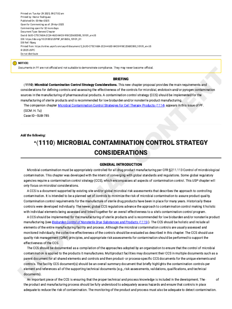 Microbial Contamination Control Strategy | PDF | Risk Management | Risk