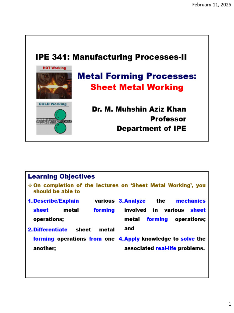 2 - IPE 341-Metal Forming Processes - Sheet Metal Working | PDF | Sheet ...