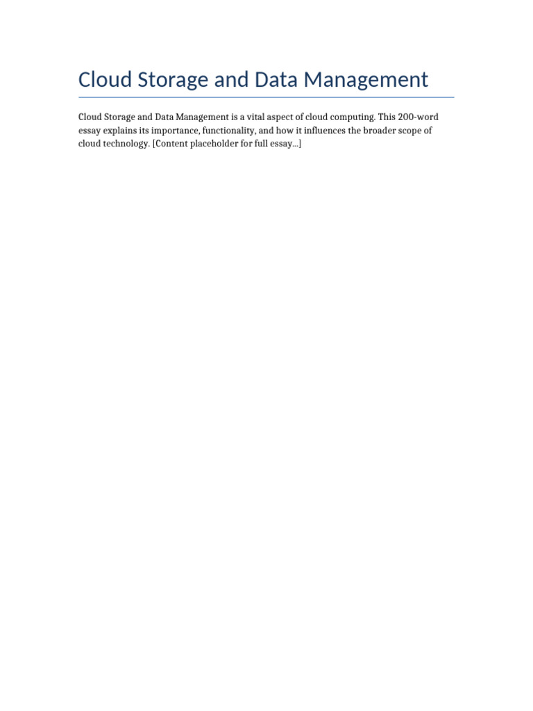 Cloud Storage and Data Management | PDF