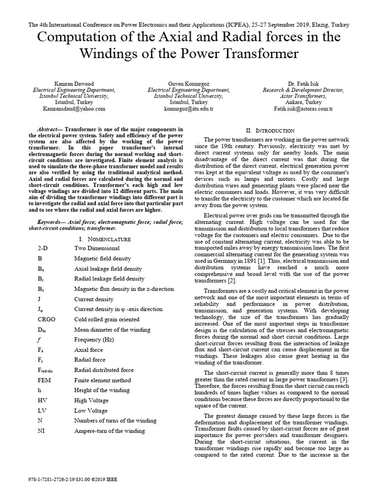 Computation of The Axial and Radial Forces in The Windings of The Power ...