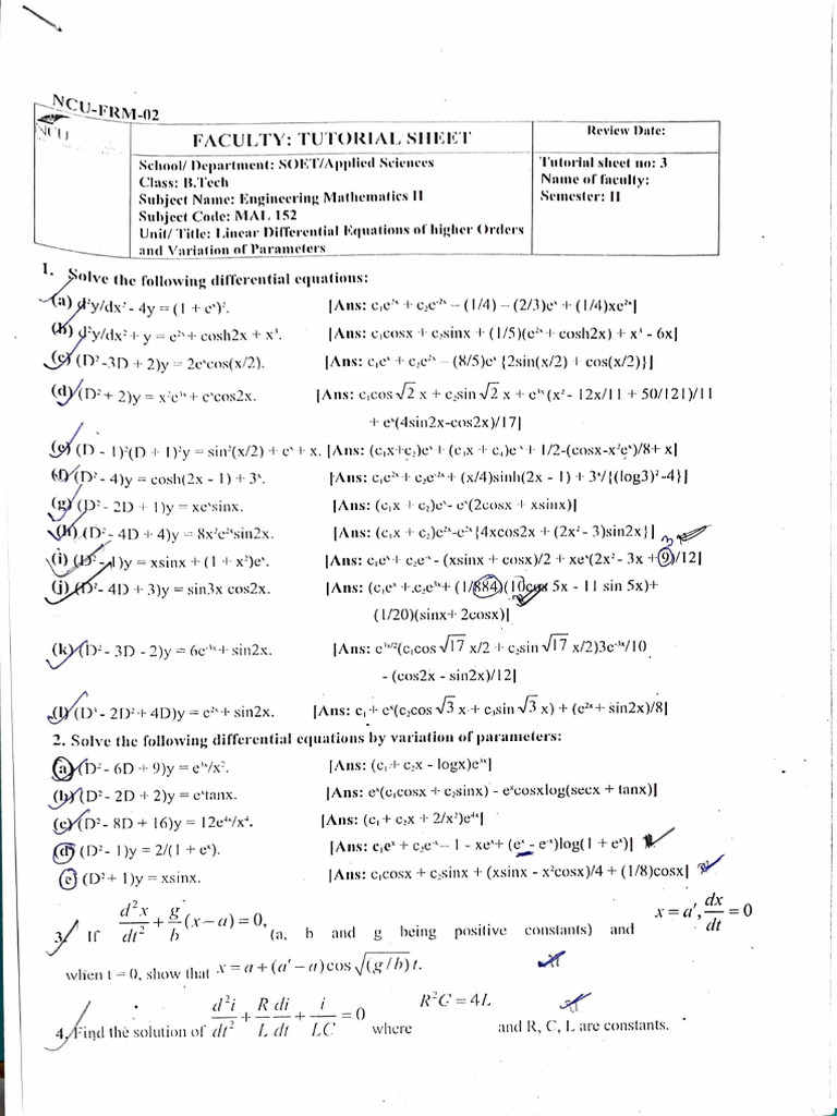 Maths Tut Sheet3 | PDF