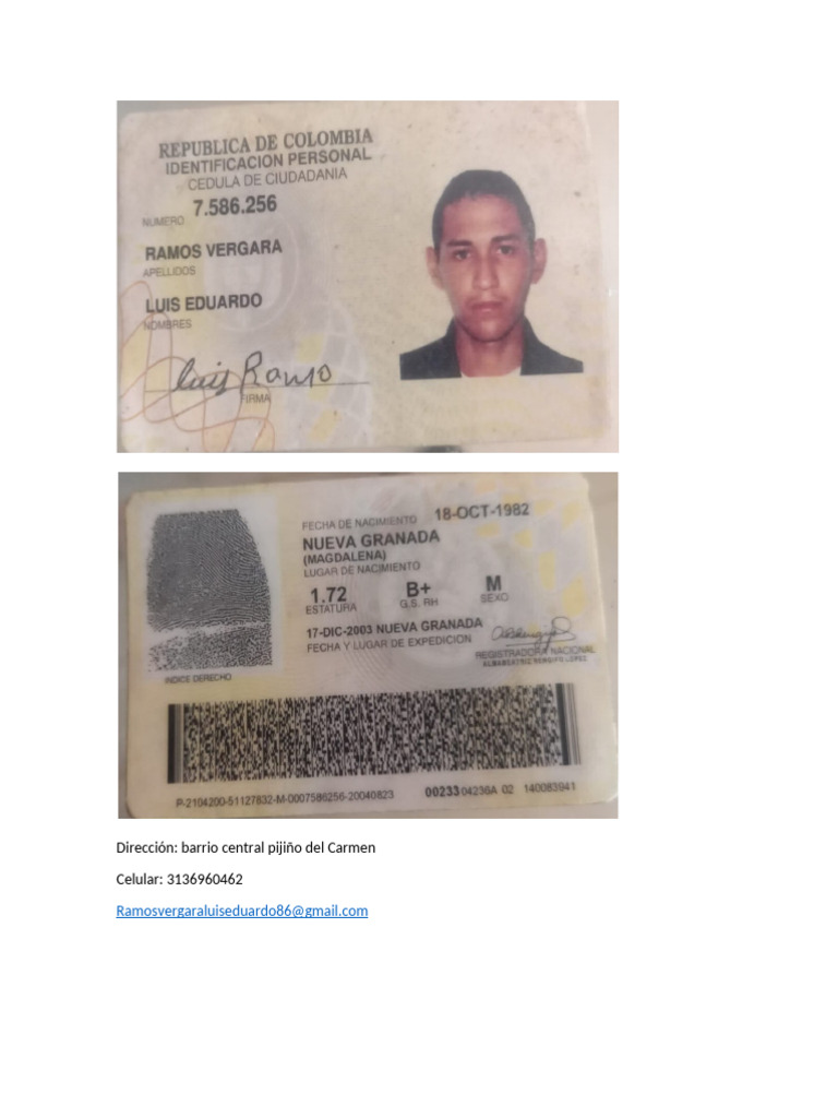 cedula de luis ramos (1) | PDF