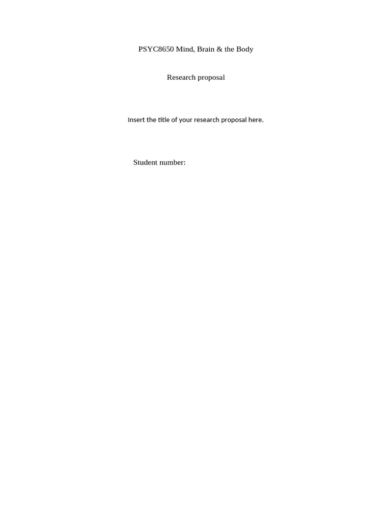 Research Proposal: Mind, Brain & Body | PDF