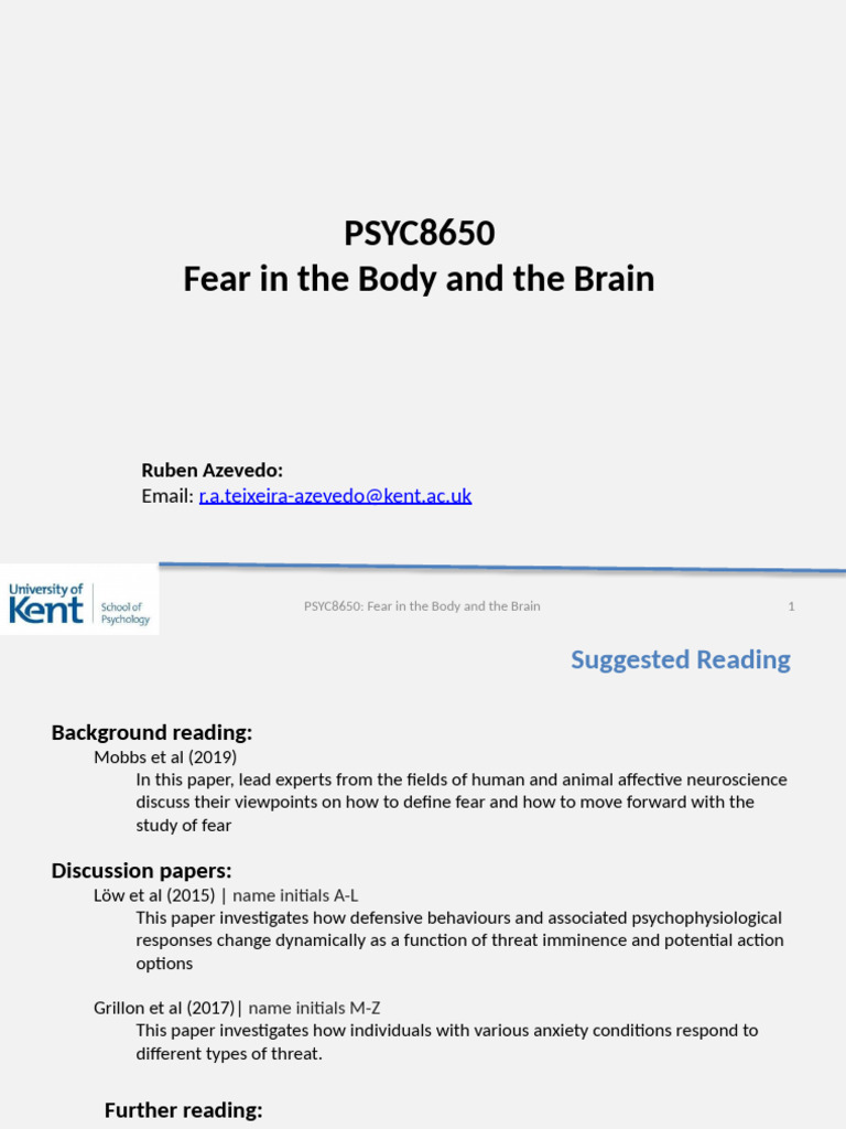 Understanding Fear: Body and Brain Insights | PDF | Fear | Amygdala