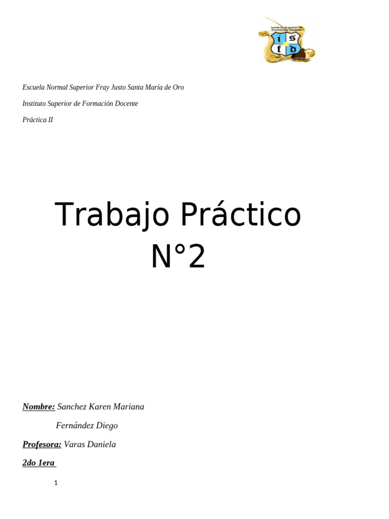 TP 2 de Practica II | PDF | Escuelas | Enseñando