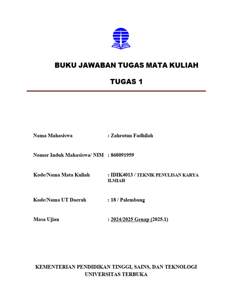 Tugas 1 Teknik Penulisan Karya Ilmiah | PDF