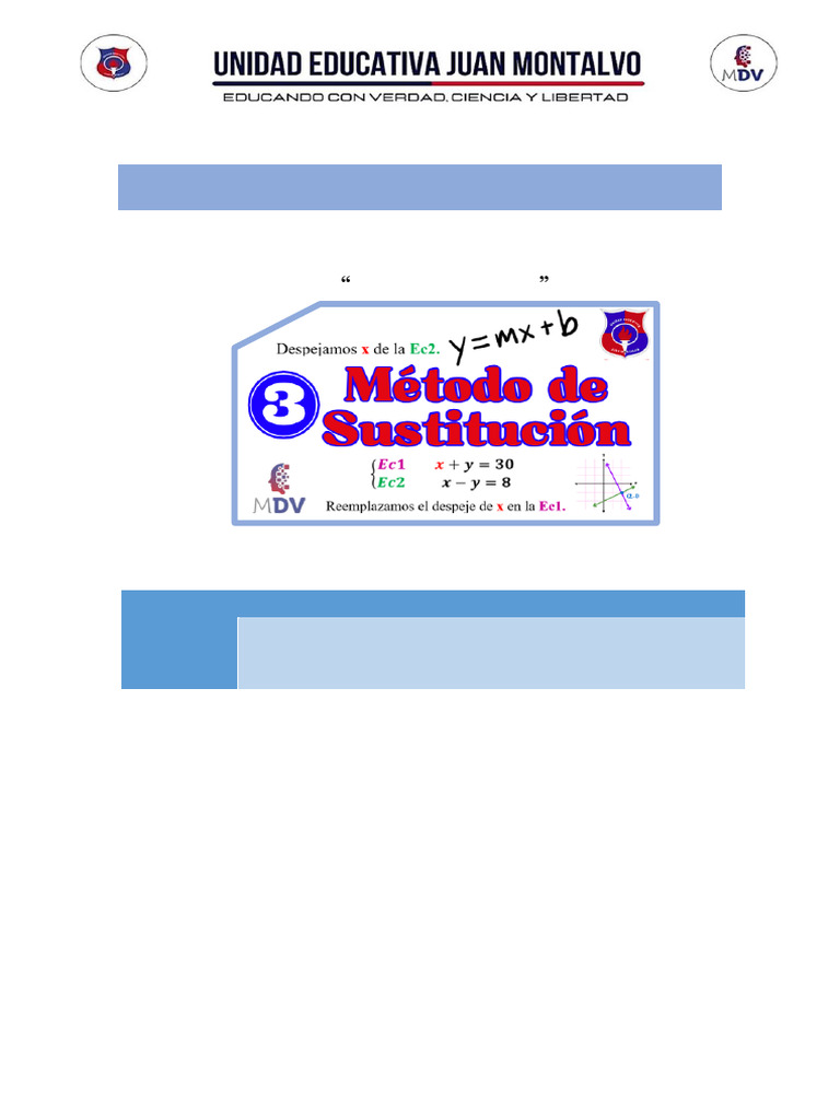 Guía de Aprendizaje Matemática 10mo EGB U2 - S3 | PDF | Sistema de ecuaciones lineales | Ecuaciones