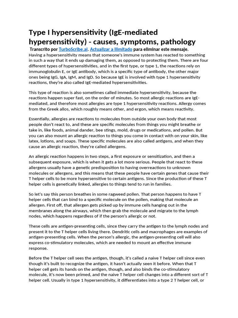 Type I Hypersensitivity (IgE-mediated Hypersensitivity) - Causes ...