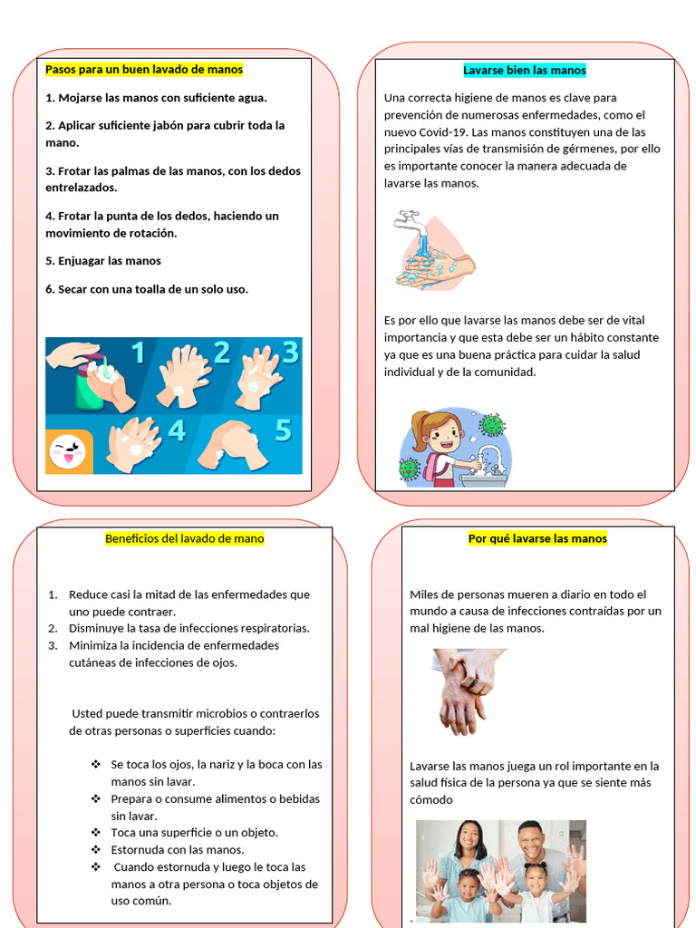 Pasos para un correcto lavado de manos | PDF
