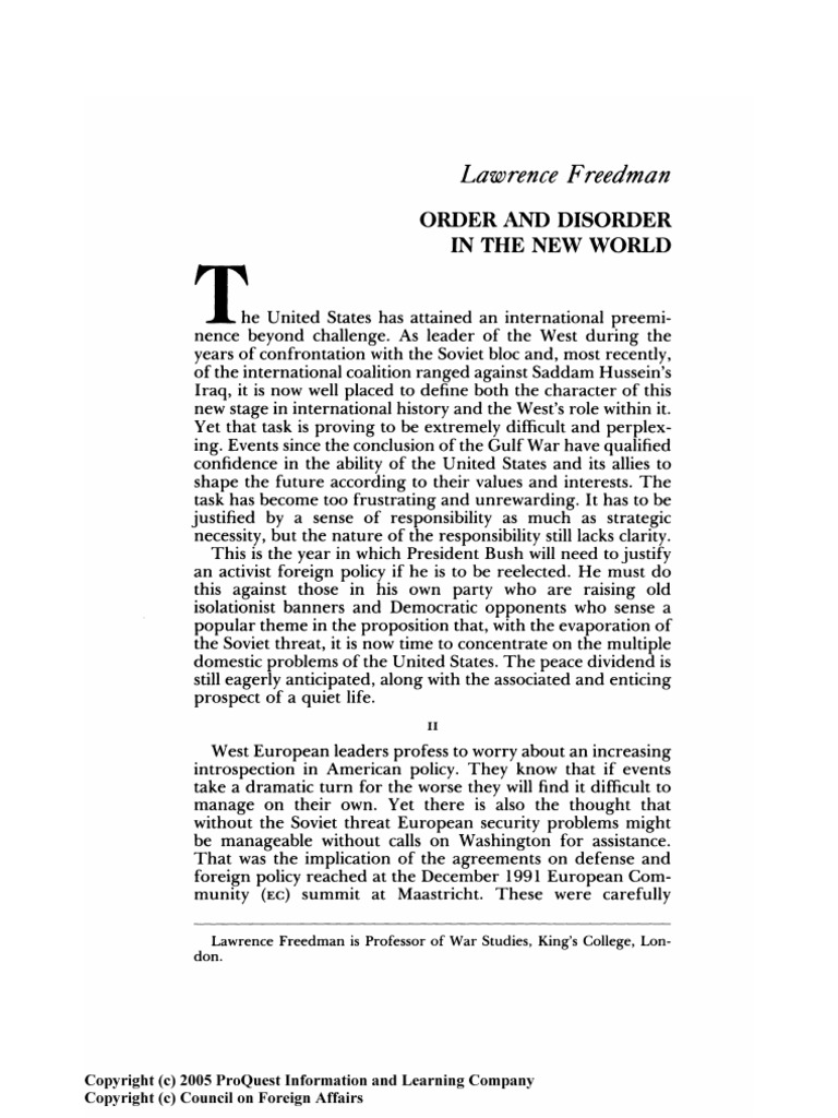 Order and Disorder in The New | PDF