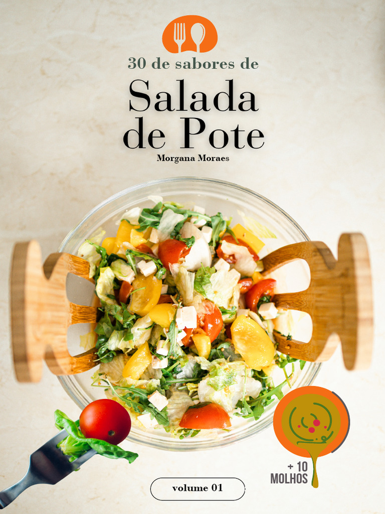 Modelo de Ebook Salada No Pote Moderno Natural Creme e Laranja Documento A4 | PDF