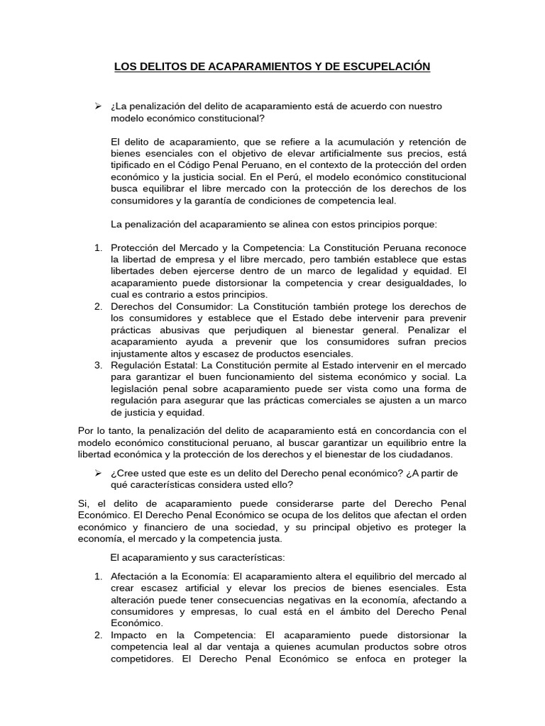 Los Delitos de Acaparamiento y de Escupelación | PDF | Mercado ...
