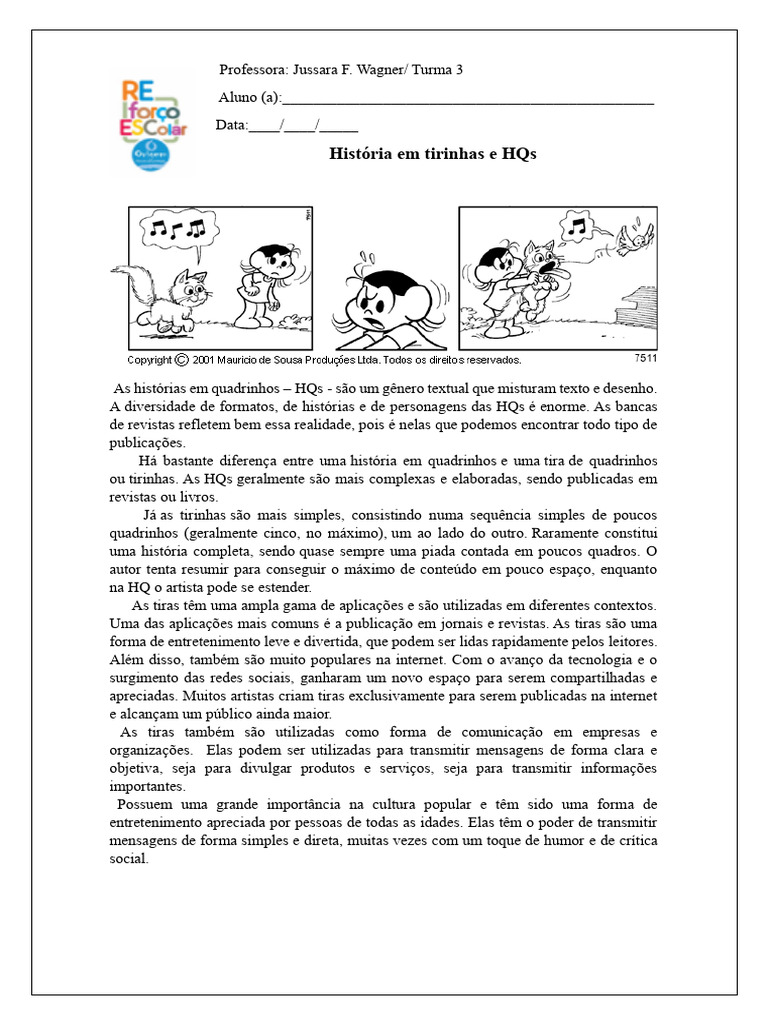 Exercícios ONG - Tirinhas | PDF | Quadrinhos | Pensamento