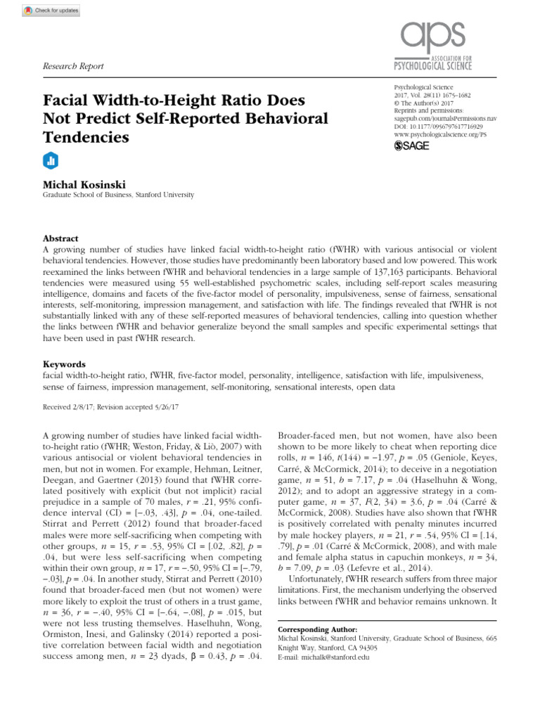 fWHR and Behavioral Tendencies Analysis | PDF | Antisocial Personality ...