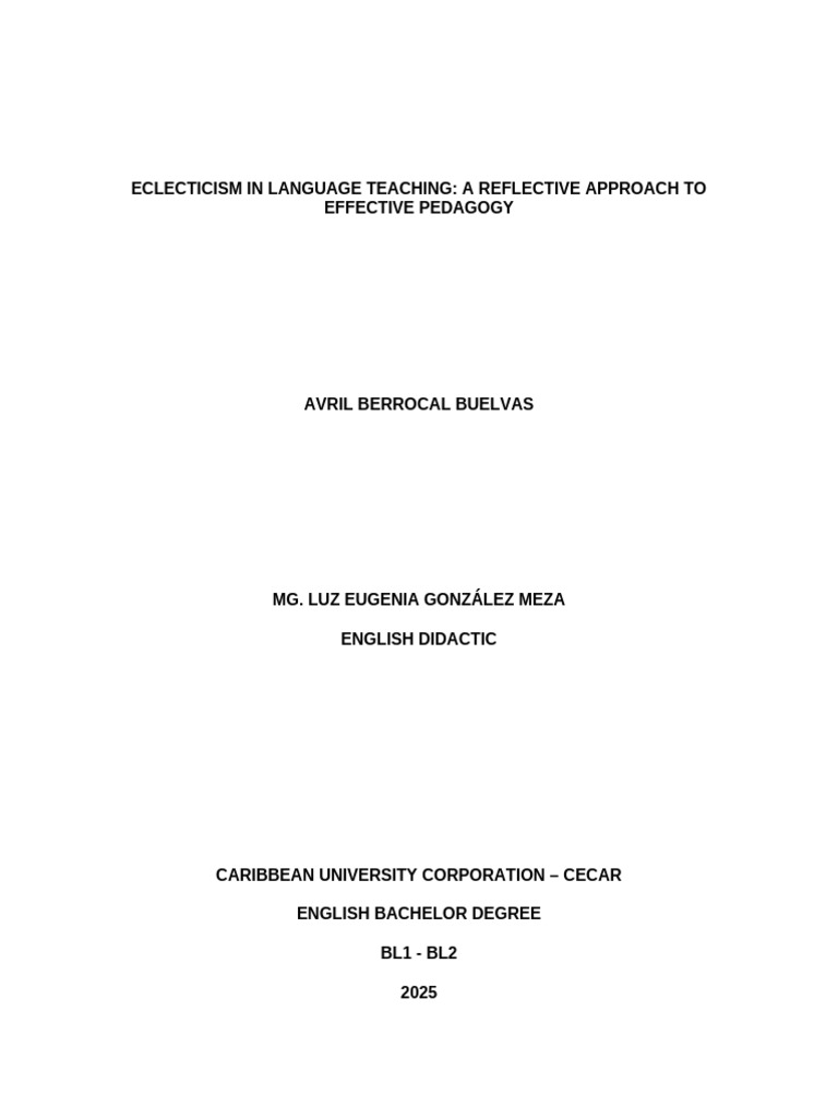 Eclecticism in Language Teaching by Avril Berrocal | PDF | Language ...
