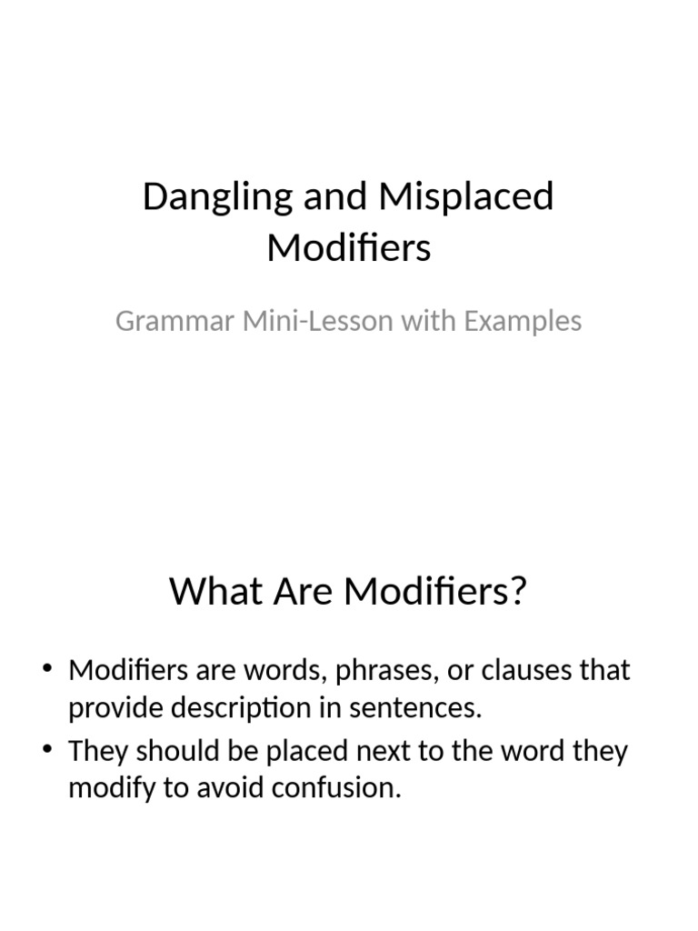 Dangling and Misplaced Modifiers | PDF