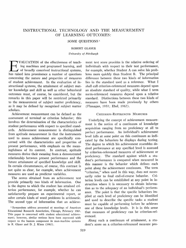 Instructional Technology & The Measurement of Learning Outcomes - Some ...