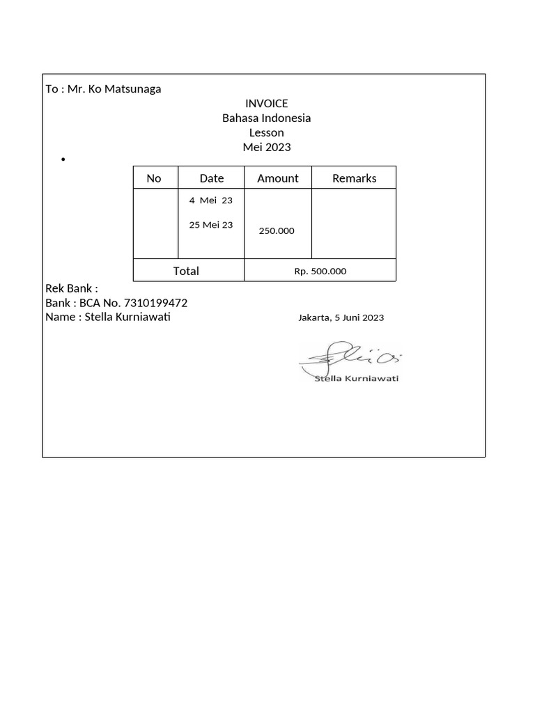 Invoice May Mr. Matsunaga | PDF