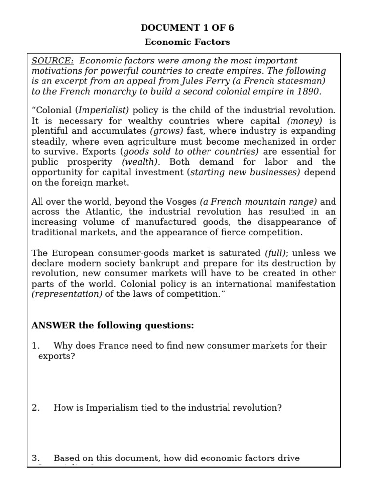 Motives For Imperialism DB | PDF | David Livingstone | Imperialism
