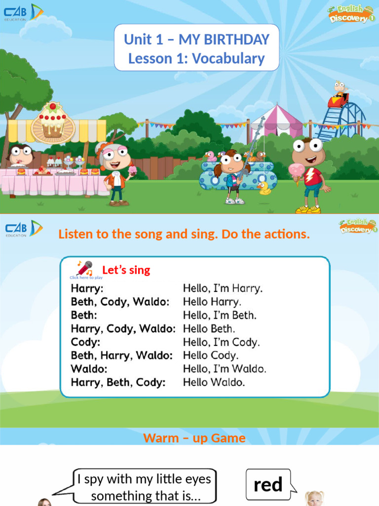 Engish Discovery 1 - Unit 1 - Lesson 1 | PDF | Traditional Games ...