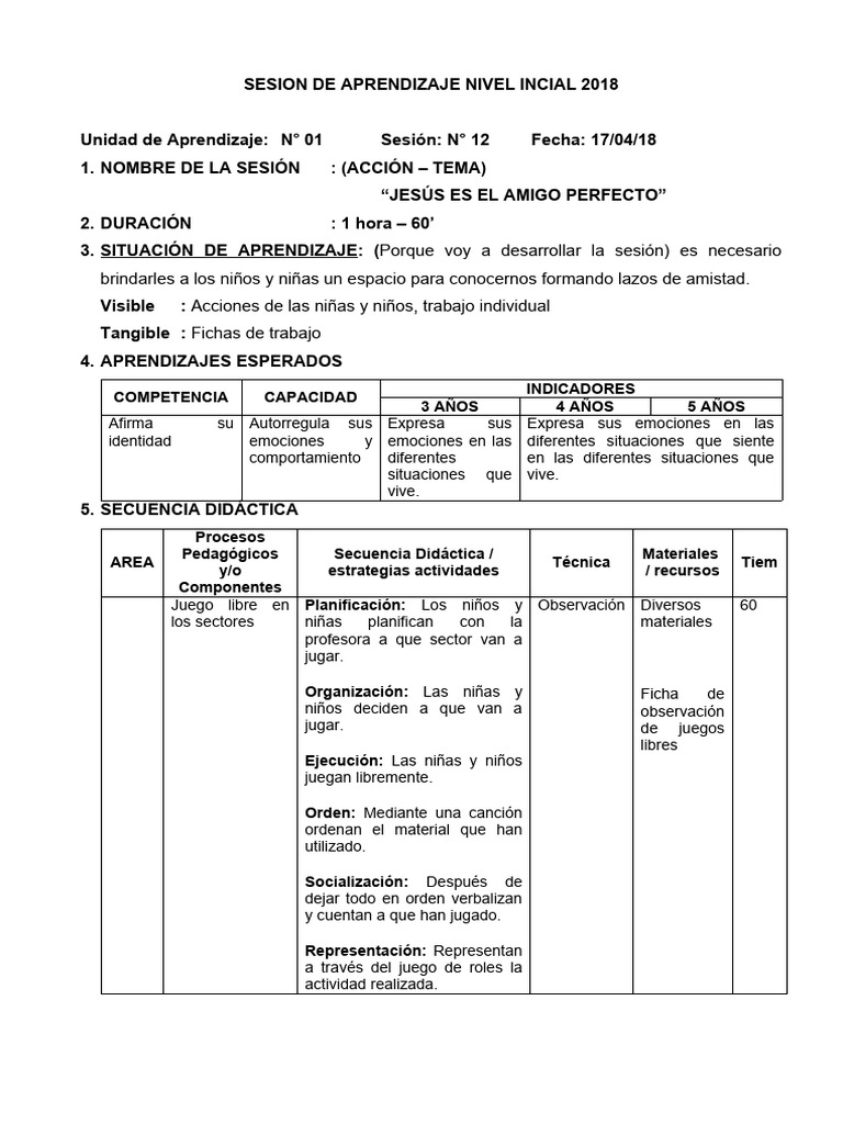 Sesiones de Aprendizaje Inicial | PDF | Aprendizaje | Educación de la primera infancia