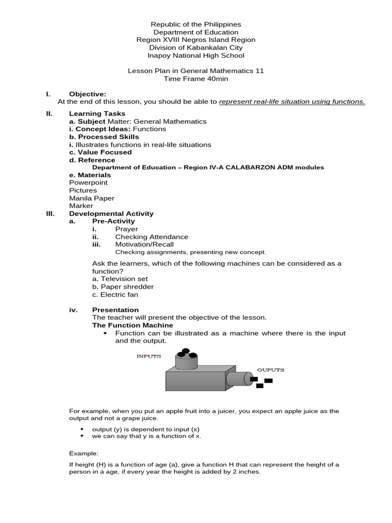 DLP 2. Functions in Real-Life Situation | PDF | Function (Mathematics) | Learning