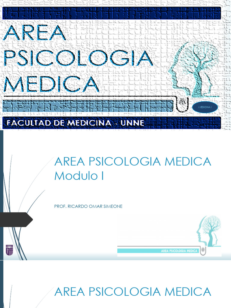 AREA PSICOLOGIA MEDICA Modulo I Clase Inaugural | PDF | Sicología | Medicina