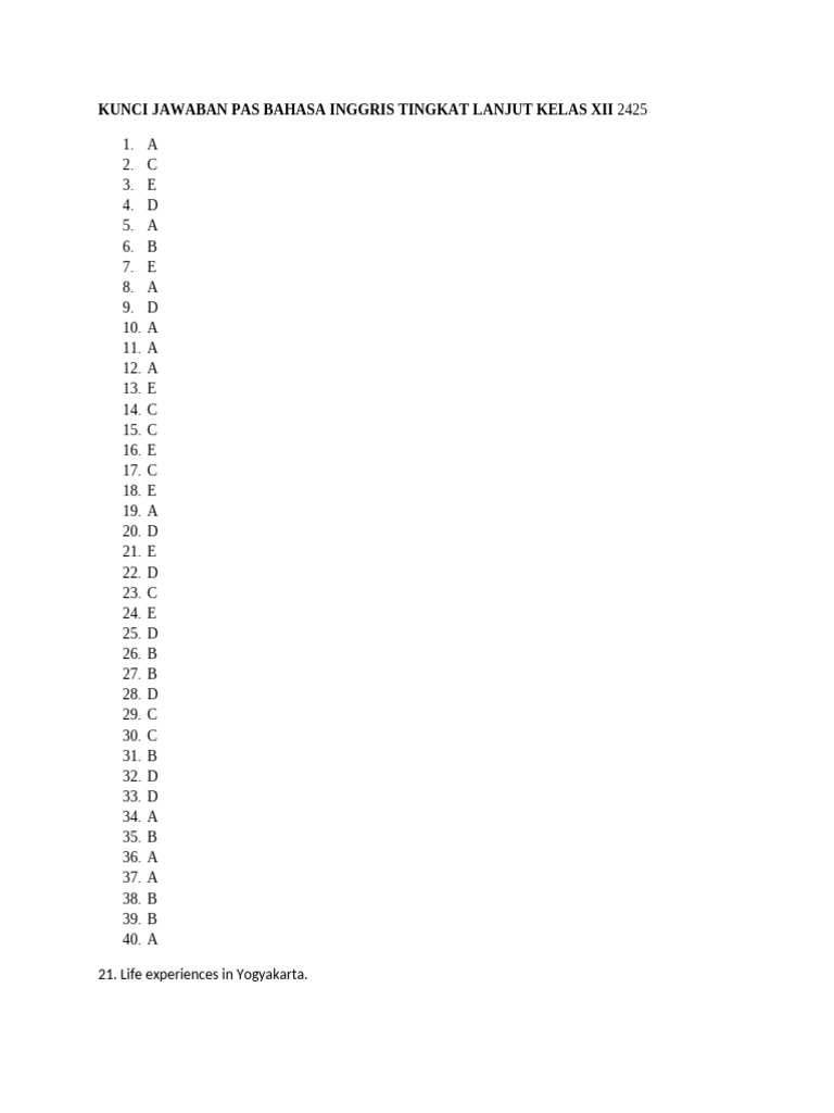 Kunci Jawaban Naskah Soal Pas Bing TL Xii 2425 | PDF