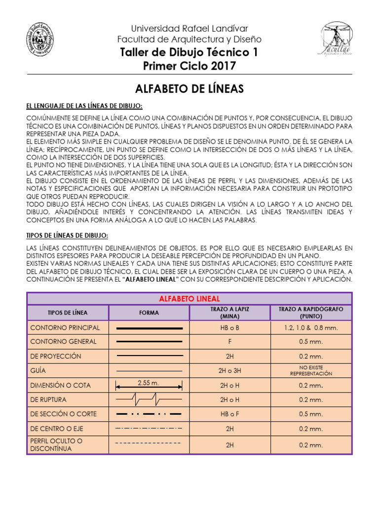 Alfabeto de Líneas en Dibujo Técnico | PDF | Dibujo | Diseño