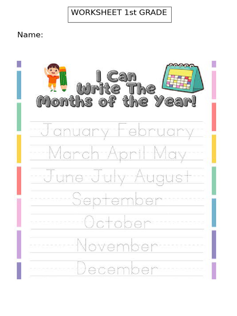 Months of The Year Trace | PDF