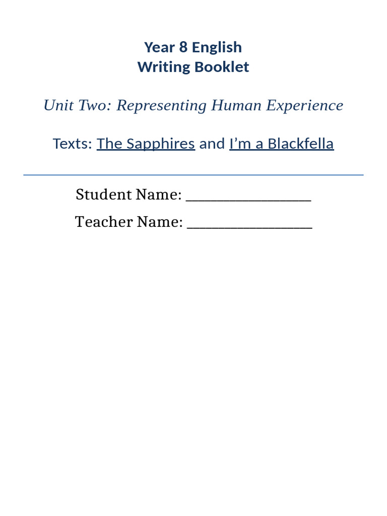 Unit 2 Year 8 English Practice Writing Booklet | PDF | Argument | Racism
