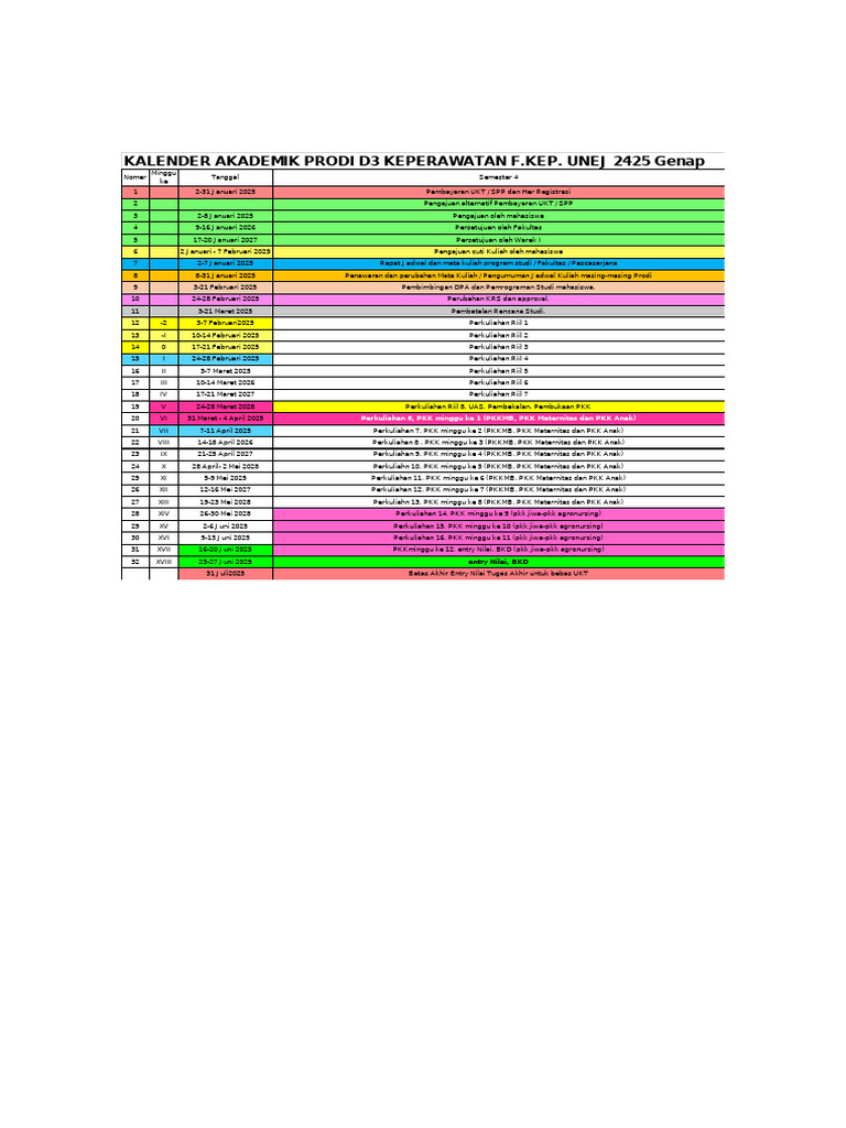 kalender semester 4 2425 genap | PDF