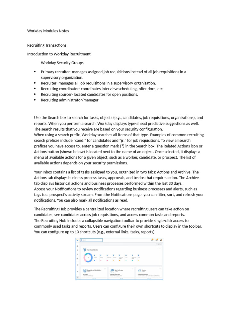 Workday Recruiting Overview Notes | PDF | Recruitment | Background Check