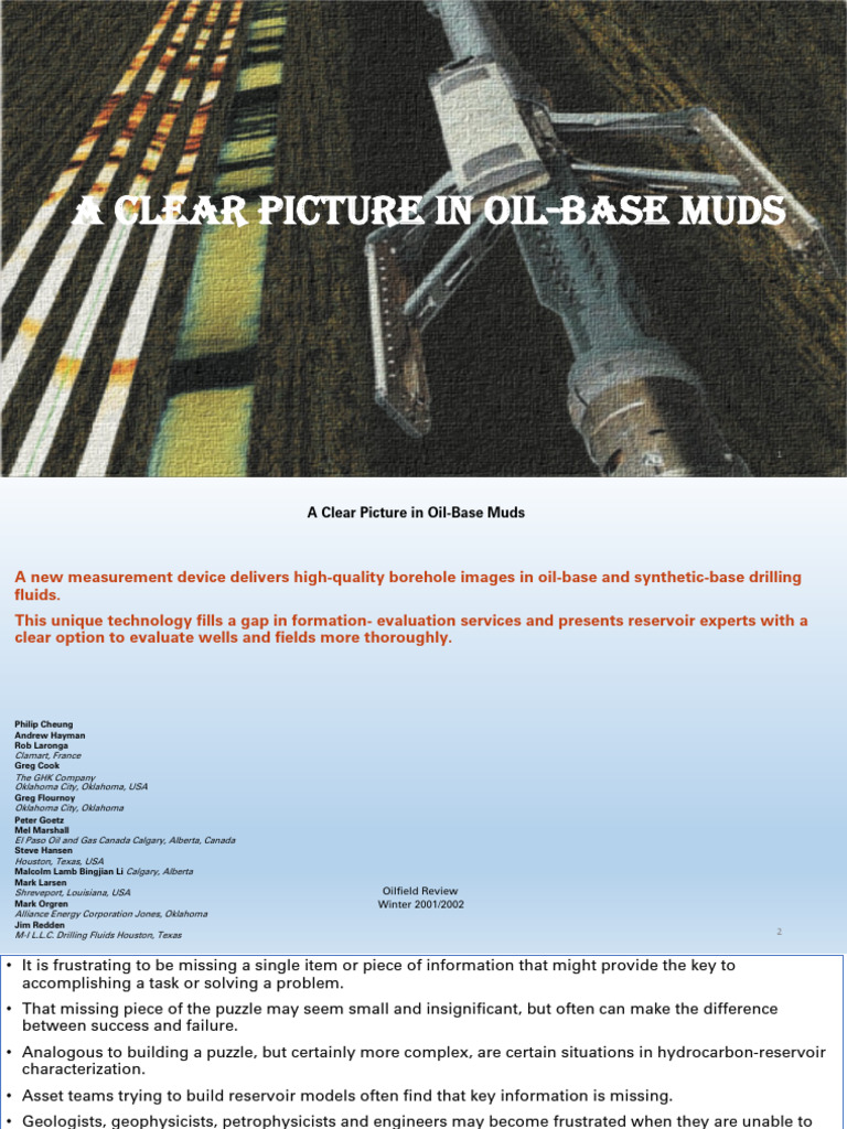 A Clear Picture in Oil Base Muds 1672746962 | PDF | Petroleum Reservoir ...