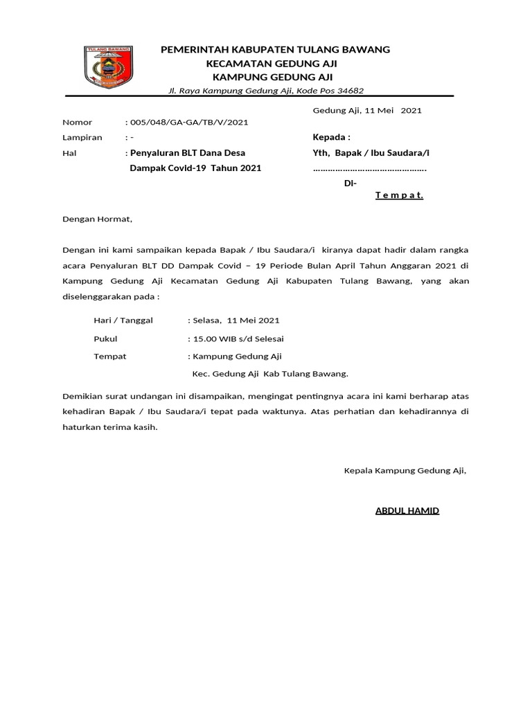 Undangan BLT DD | PDF