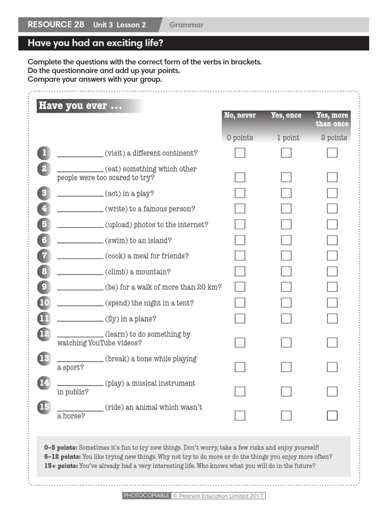 Present Perfect - Speaking Activity | PDF | Linguistics