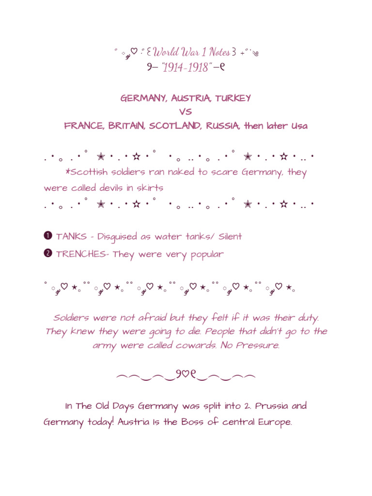 World War 1 Notes | PDF