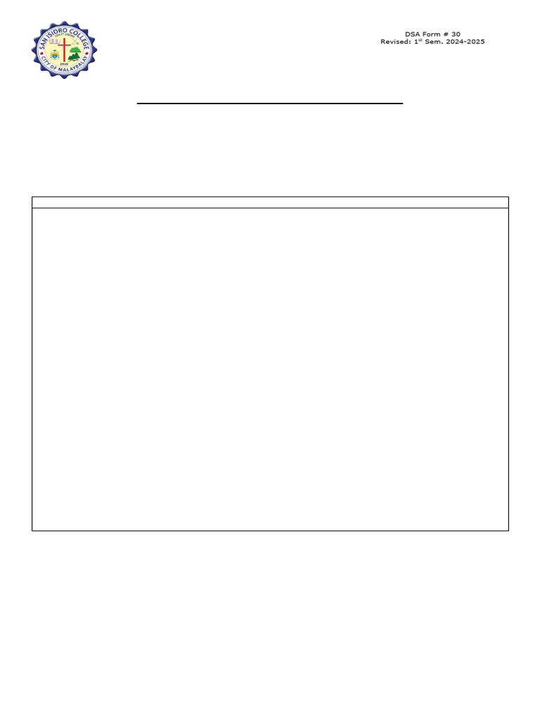 DSA Form 30 Activity Narrative Report 2024 2025 | PDF