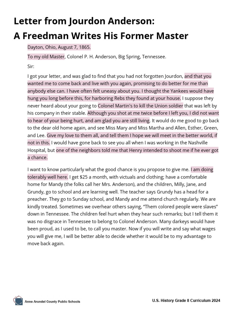 9.1 Source 3 Jourdon Anderson | PDF